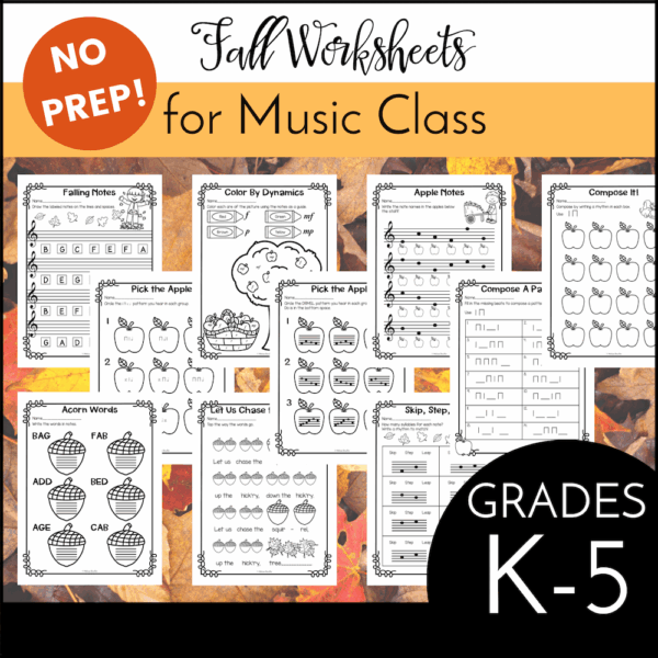 No Prep Fall Music Worksheets - Includes Sub Friendly Options! - Mrs ...