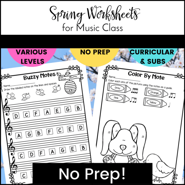 No Prep Spring Music Worksheets - Includes Sub Friendly Options! - Mrs ...