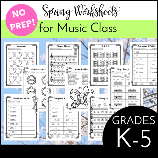 No Prep Spring Music Worksheets - Includes Sub Friendly Options! - Mrs ...